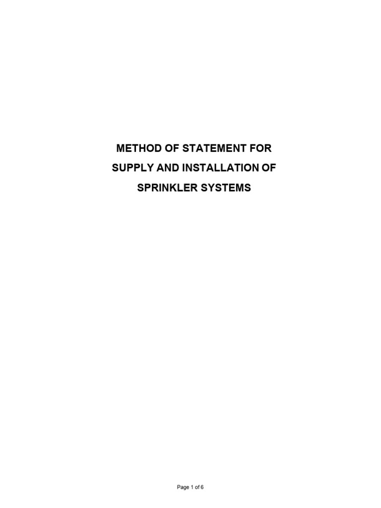 Method of Statement For Installation of Fire Protection Systems | PDF ...