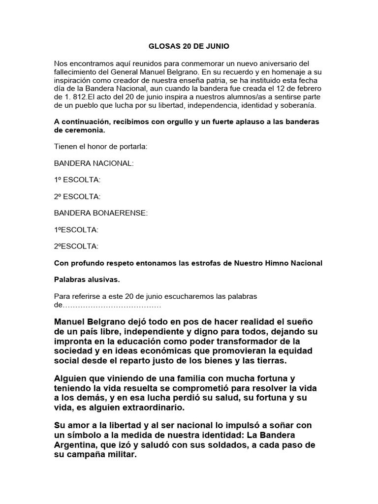 Glosas 20 de Junio | PDF | Lealtad