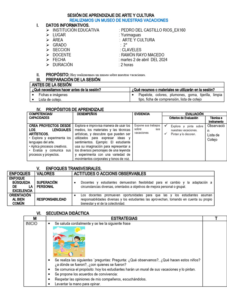 Realizamos Un Museo de Nuestras Vacaciones | PDF | Aprendizaje | Evaluación