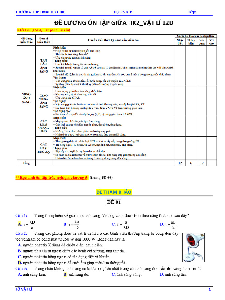 Ôn-Gi a-HK2 12D Hocsinh | PDF