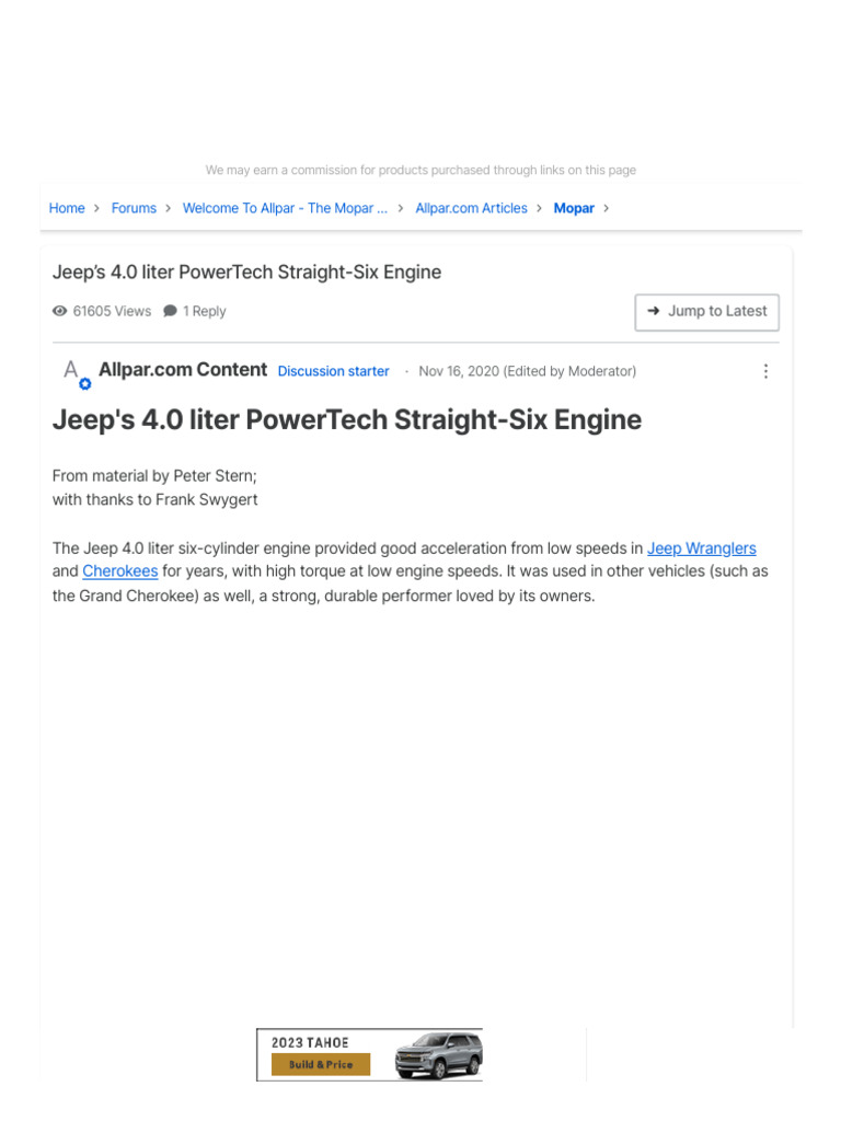 Jeep PowerTech Six Engine | PDF | Fuel Injection | Horsepower