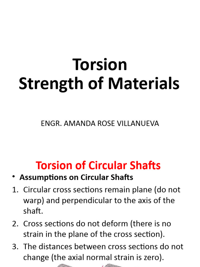 Lesson 5 - Torsion - For Presentation | PDF | Stress (Mechanics ...