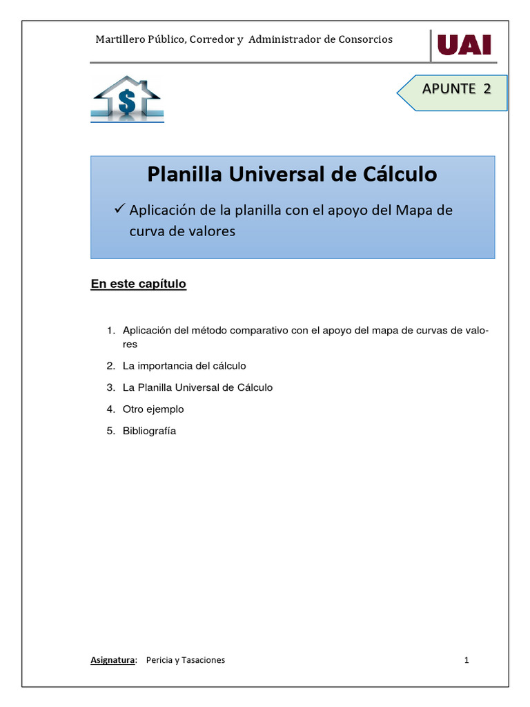 Apunte # 2 Planilla Universal de Calculo | PDF | Valoración (Finanzas ...