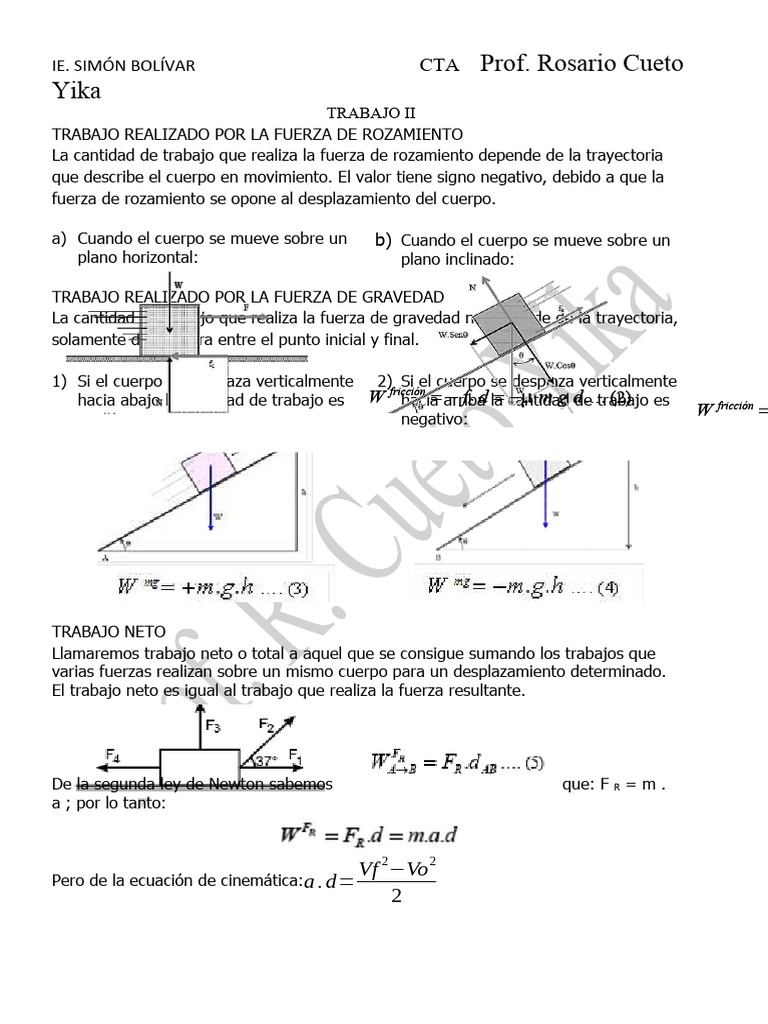 Separata Trabajo Ii | PDF | Fricción | Fuerza