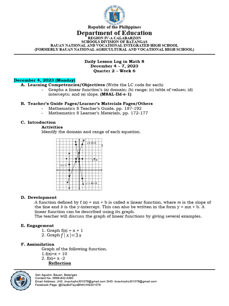Q2 6. Graphing Linear Functions Problems | PDF | Function (Mathematics ...