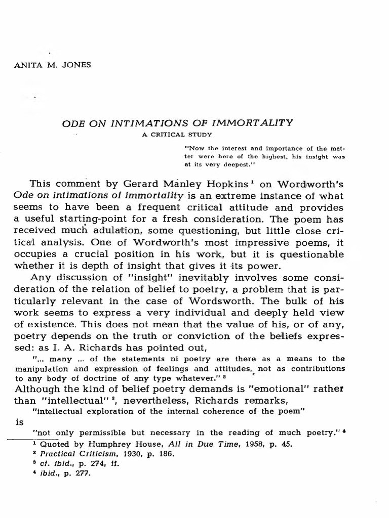 Critical Study of Wordsworth's Ode | PDF | William Wordsworth | Poetry