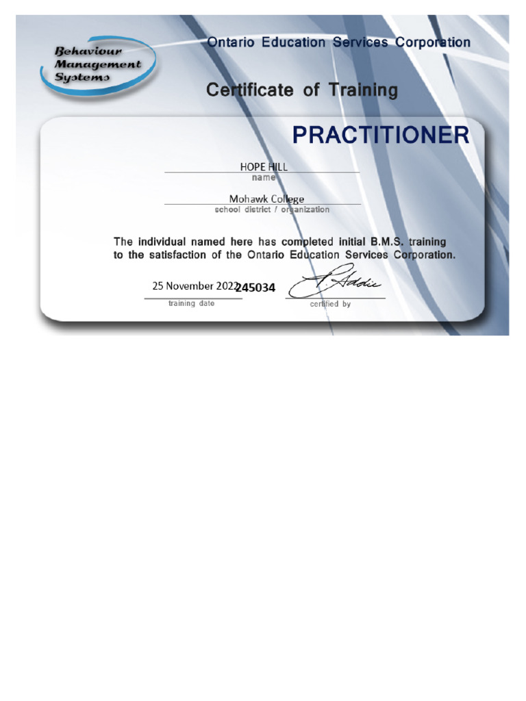 Certificate Bms | PDF