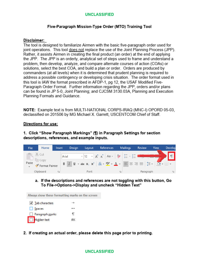 Five-Paragraph Mission-Type Order (MTO) Training Tool (FINALv2 - 21 Feb 2023) | PDF | Military ...