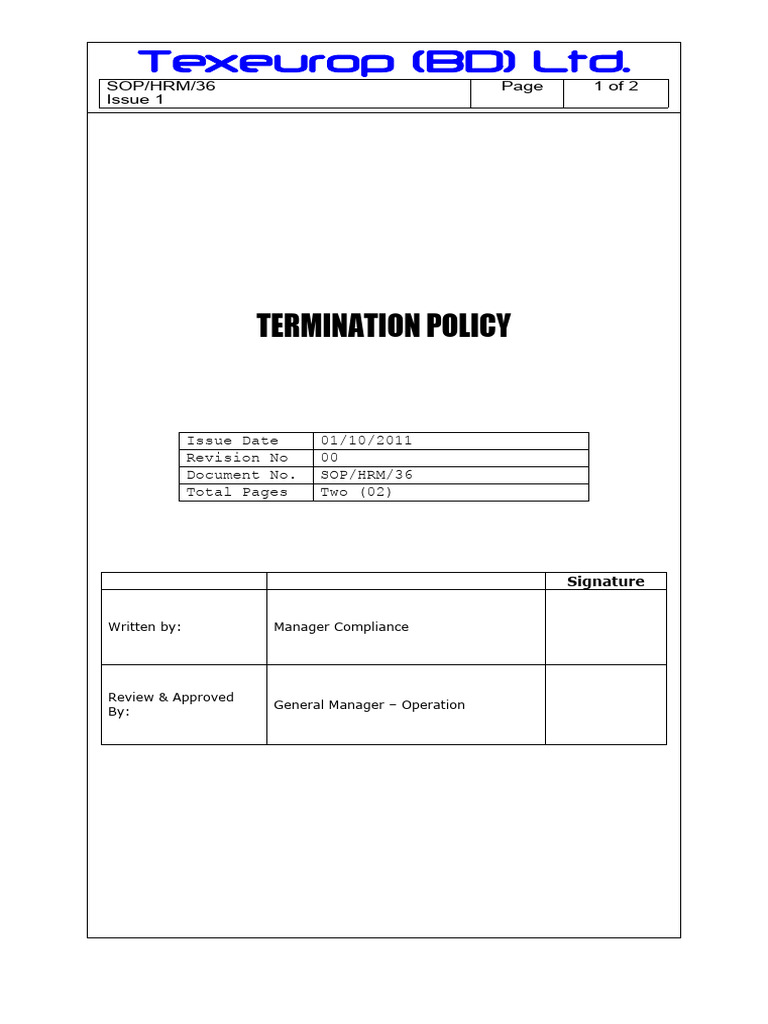 36 - Termination Policy | PDF