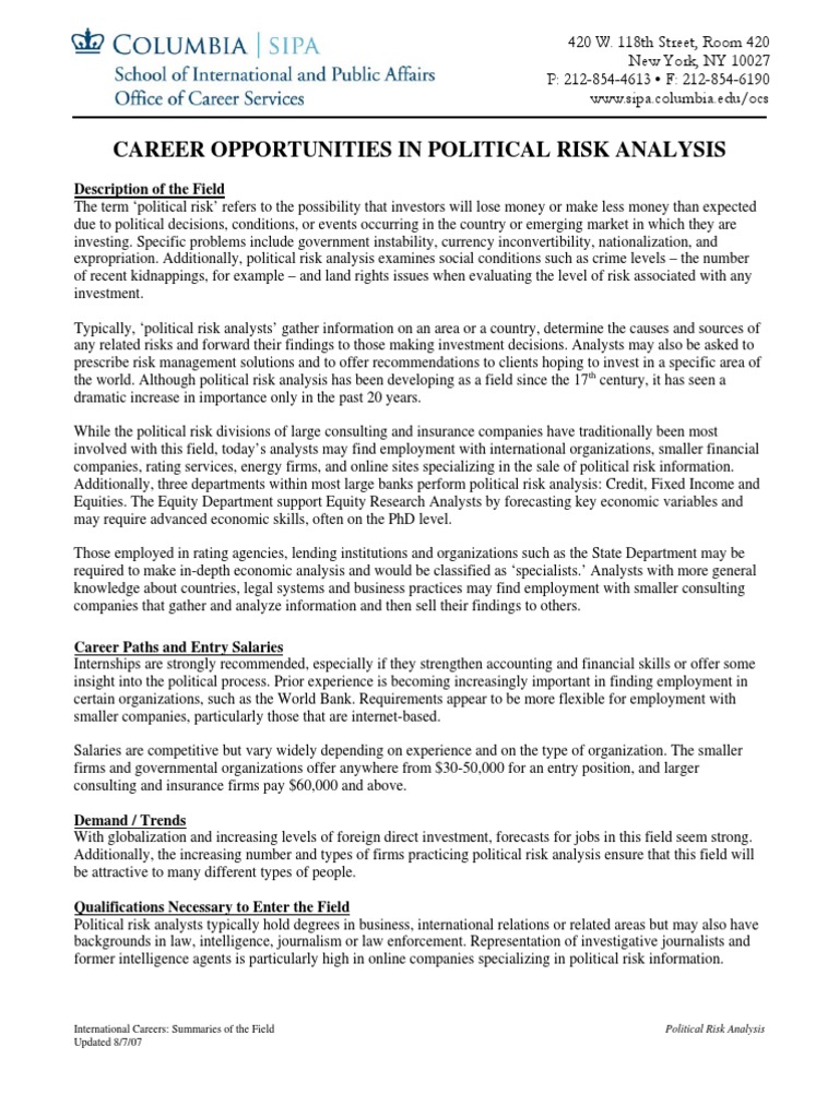 CareerOpp Political Risk Analysis | PDF