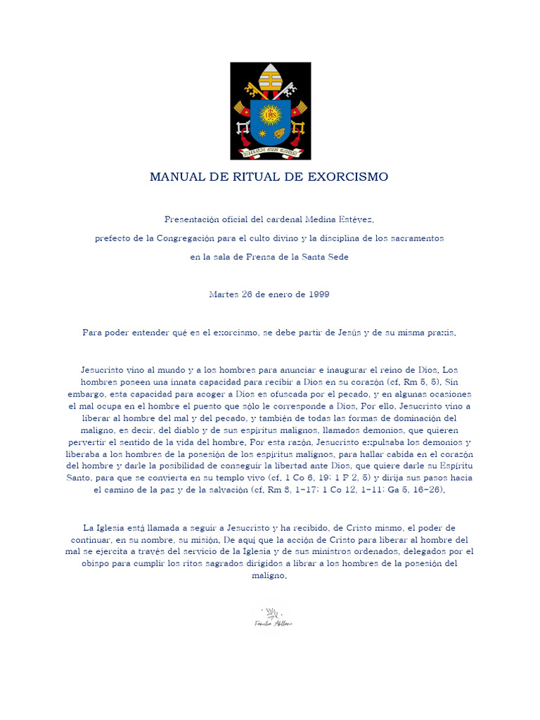 Manual del Ritual de Exorcismo | PDF | Exorcismo | Demonios
