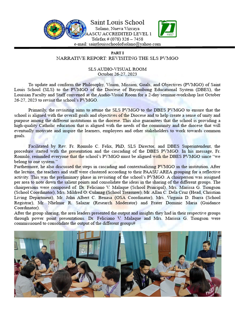 Narrative Report Pvmgo | PDF | Curriculum | Disciplines