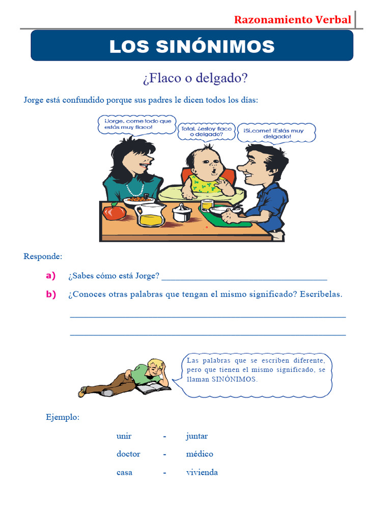 Los-Sinónimos-para-Tercer-Grado-de-Primaria | PDF