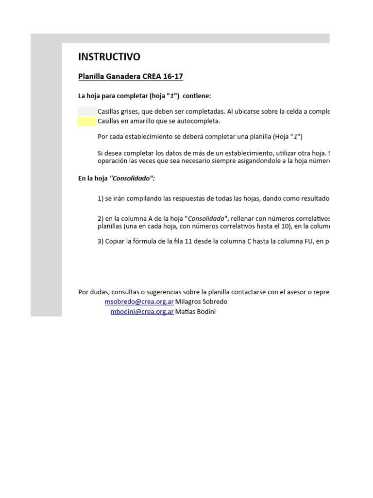 Planilla Ganadera CREA 16 17 | PDF | Carne | Animales y humanos