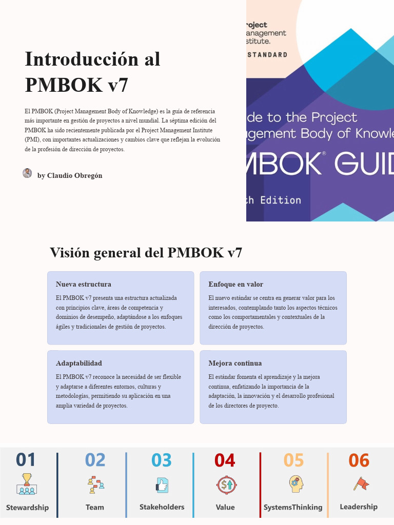 Introducción al PMBOK v7 | PDF | Planificación | Gestión de proyectos