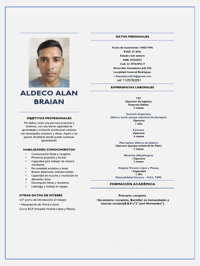 Aldeco Alan Braian CV | PDF | Cognición