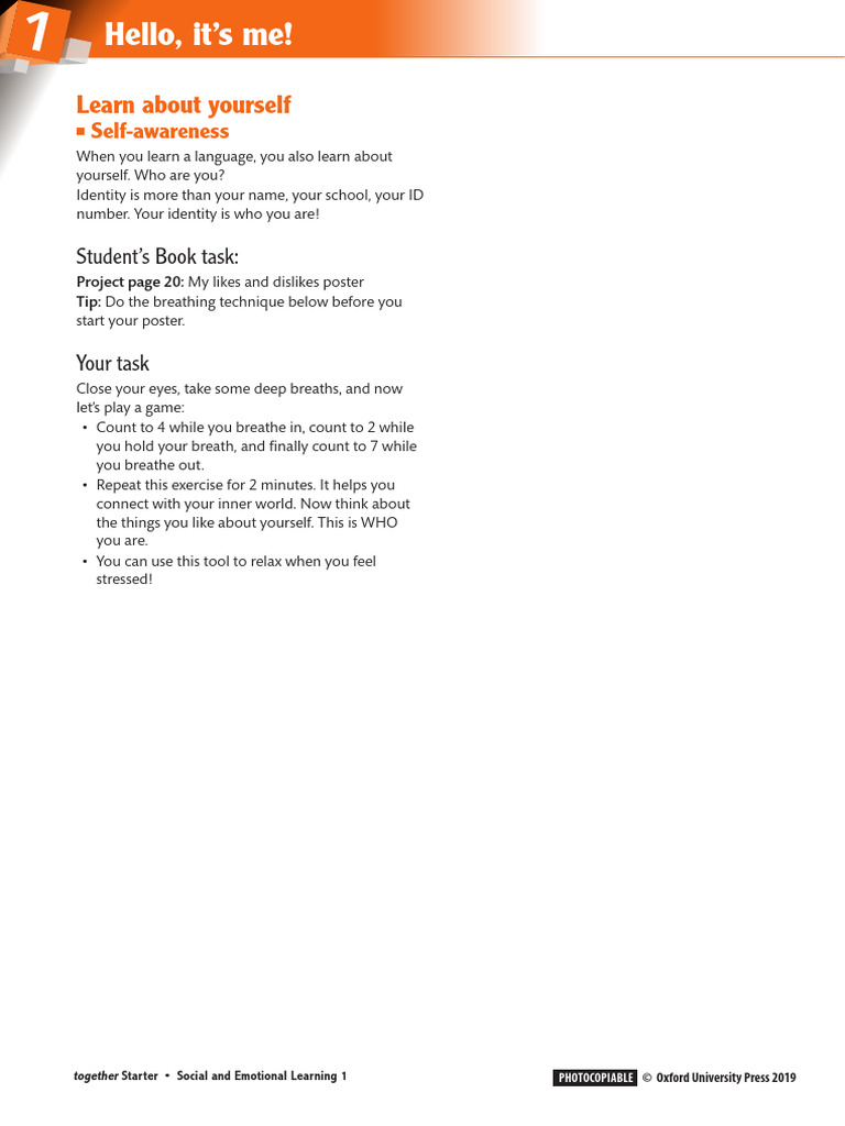 Together Starter Learning Tasks Unit 1 | PDF
