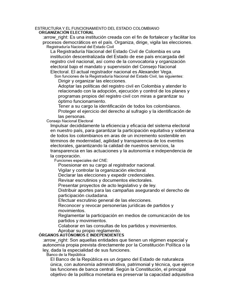 Estructura y El Funcionamiento Del Estado Colombiano | PDF | Gobierno ...