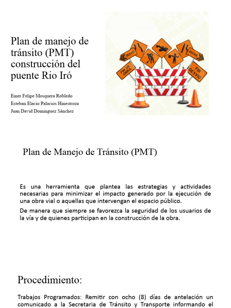 Plan de Manejo de Tránsito (PMT) | PDF | Tráfico