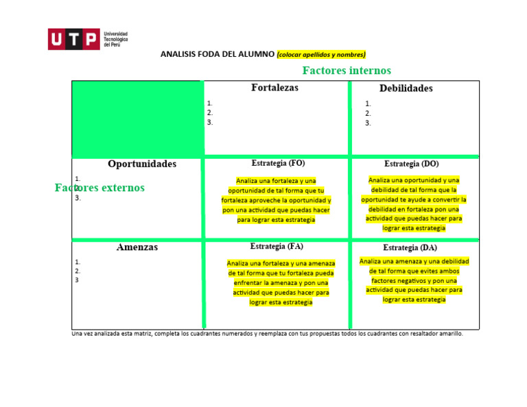 Matriz FODA Cruzado - S09.s1 | Descargar gratis PDF | Análisis FODA ...