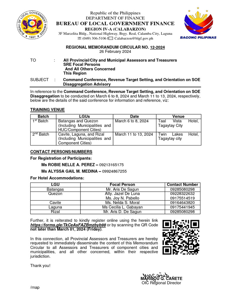 CALABARZON Revenue Conference Notice | PDF