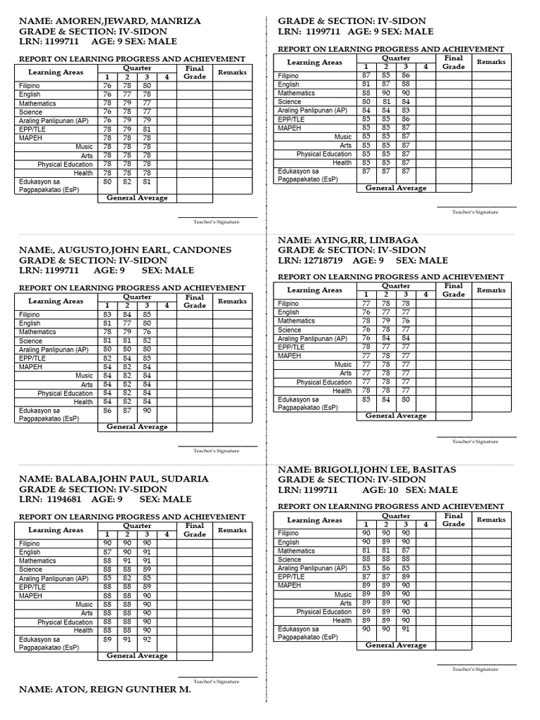 Grade-Slip 2023-2024-Iv-Sidon | PDF | Science