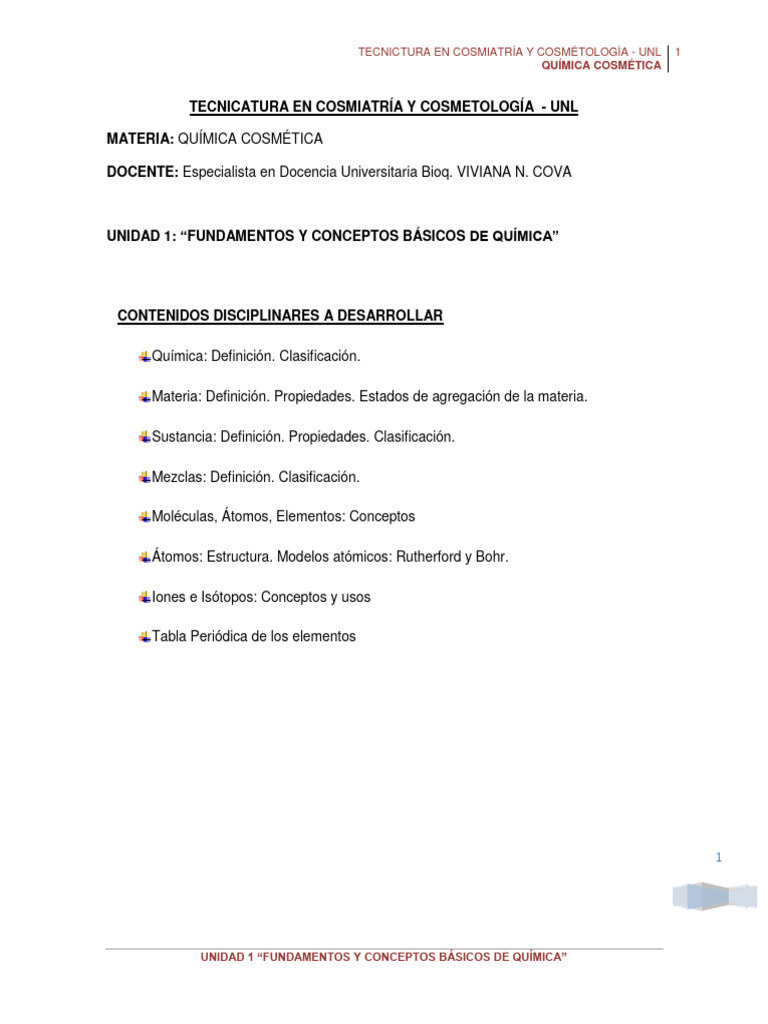 Unidad 1 Fundamentos y Conceptos Basicos de Quimica | PDF | Núcleo atómico | Química