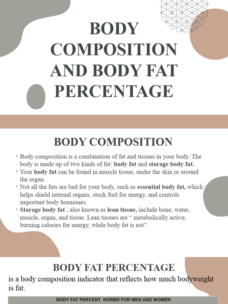 Body Composition and Fat Percentage Guide | PDF