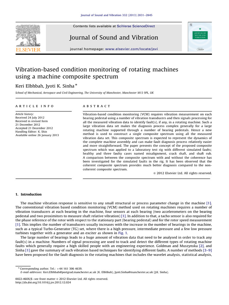 Vibration-Based Condition Monitoring of Rotating Machines Using A ...