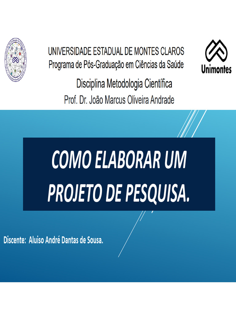 Como Elaborar Um Projeto De Pesquisa Trabalho Disciplina Metodologia
