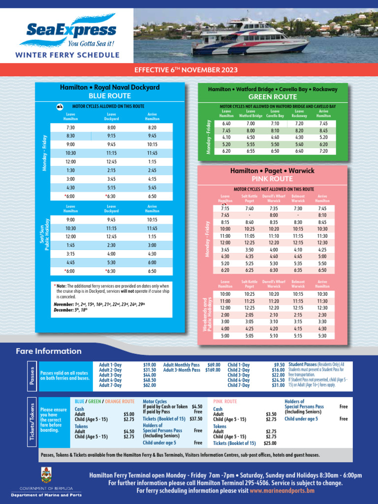 Winter Ferry Schedule 2023-24 | PDF | Bus Transport | Transport