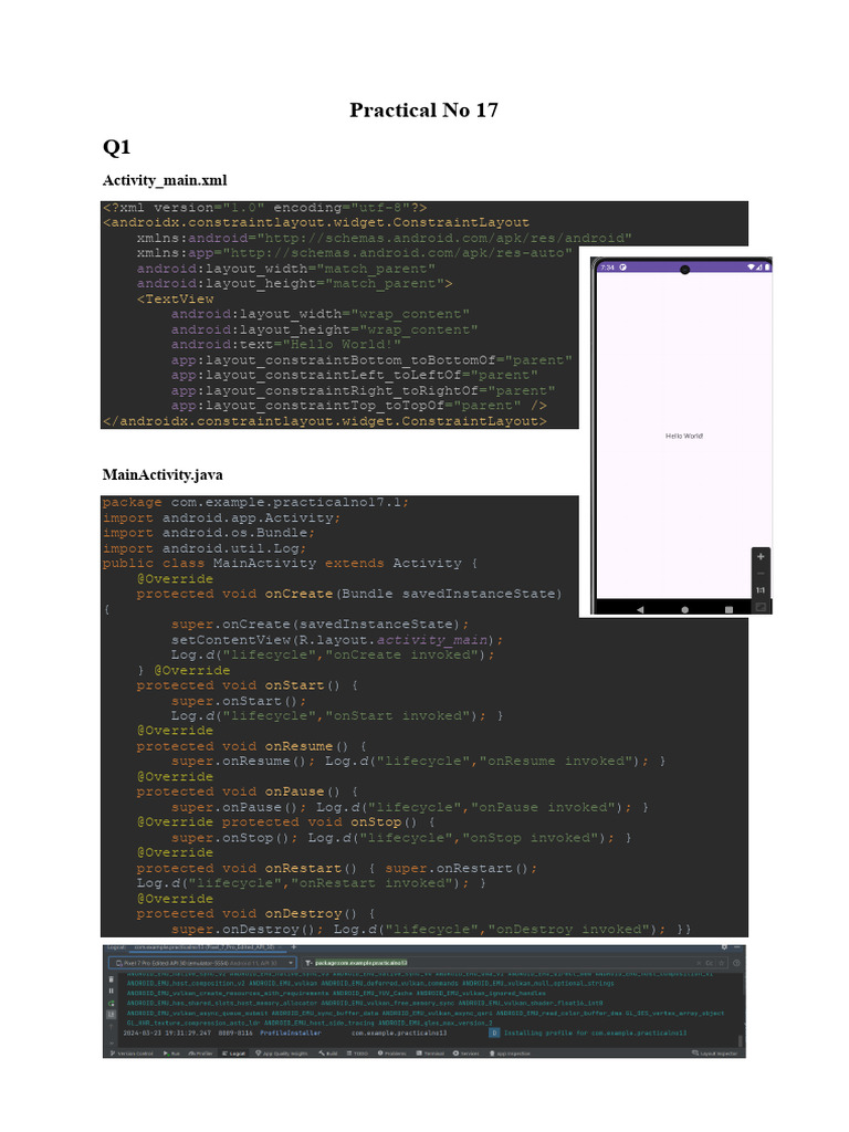Practical No 17 To 30 | PDF | Android (Operating System) | String (Computer Science)
