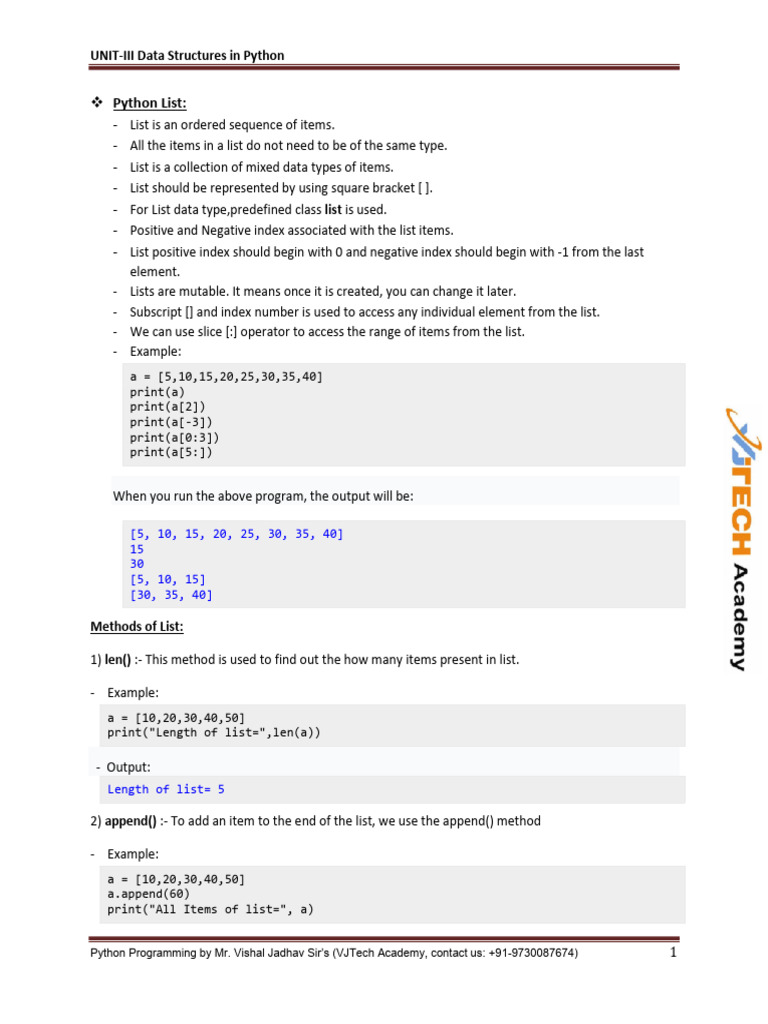 UNIT-III Data Structures in Python | PDF | Computer Engineering ...