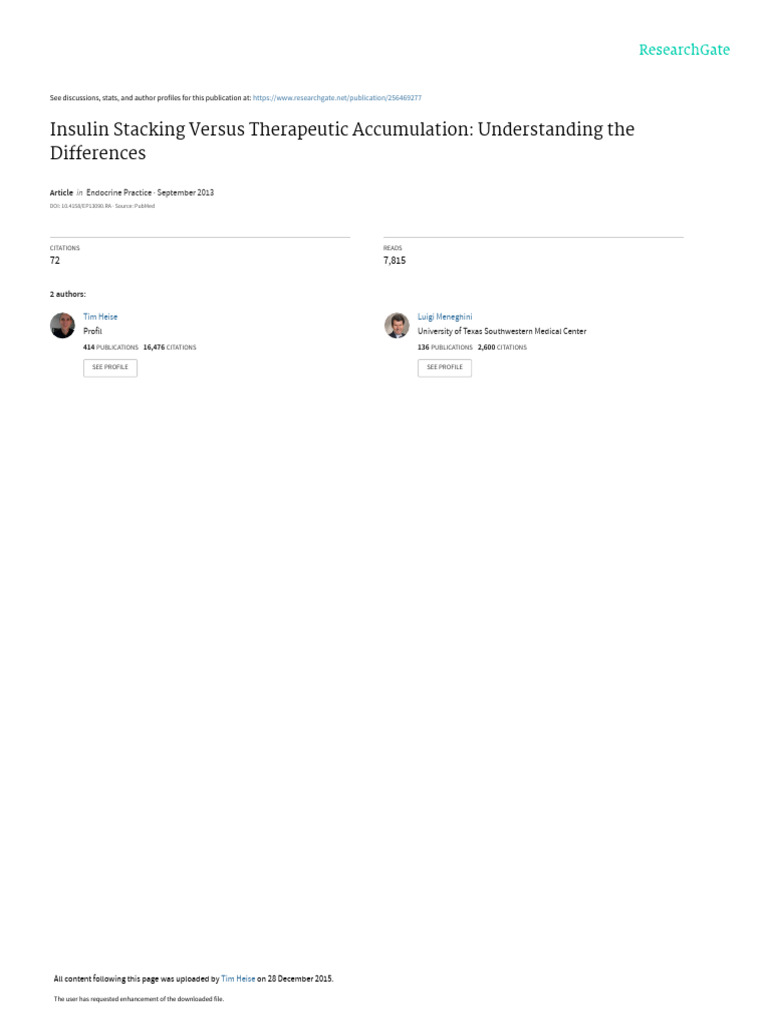 Insulin Stacking Versus Therapeutic Accumulation: Understanding The ...