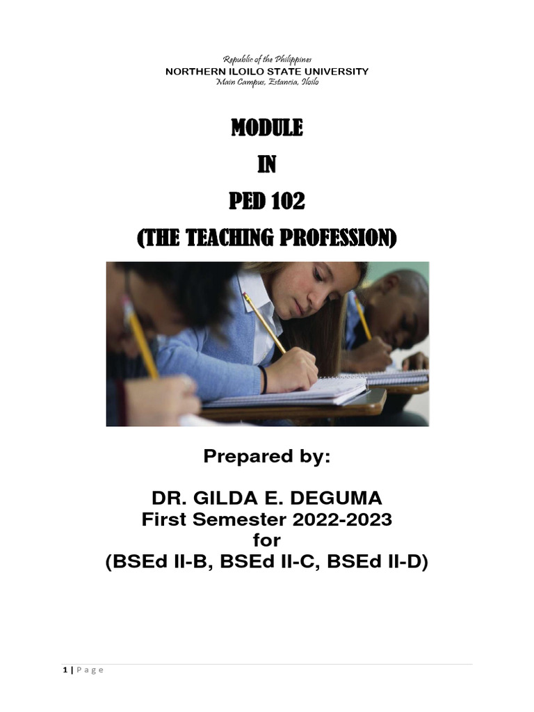 MODULE 1 Lesson 1 PED 102.pdf | PDF | Teachers | Profession
