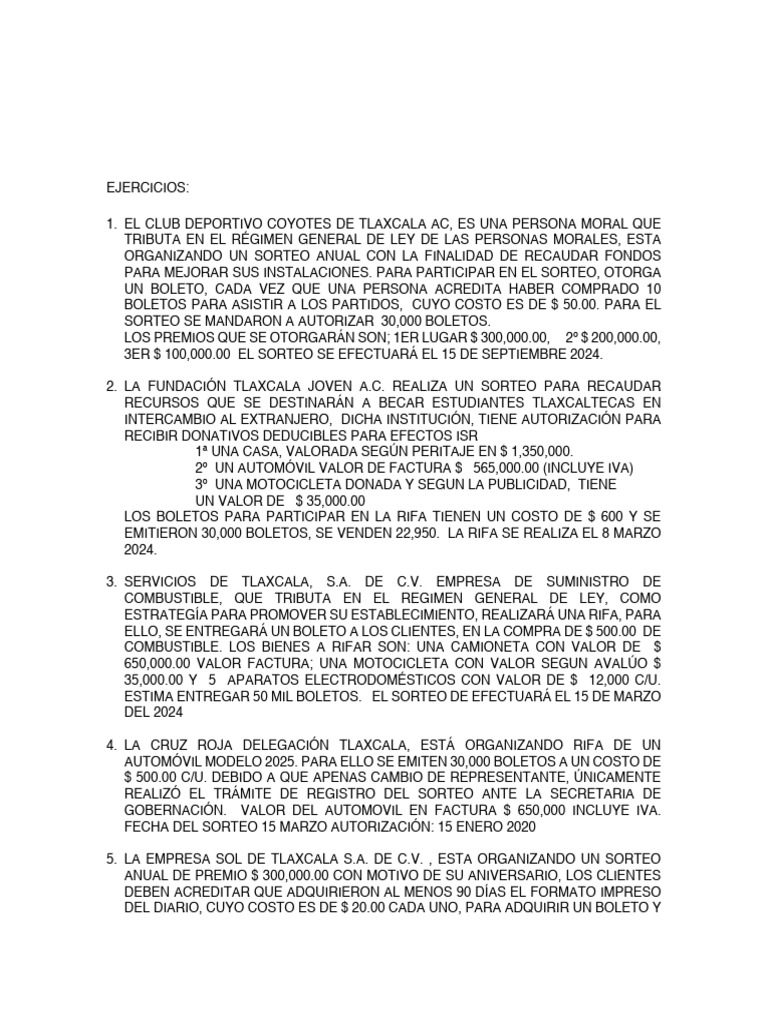Ejercicios Loterias 8C | PDF | Derecho