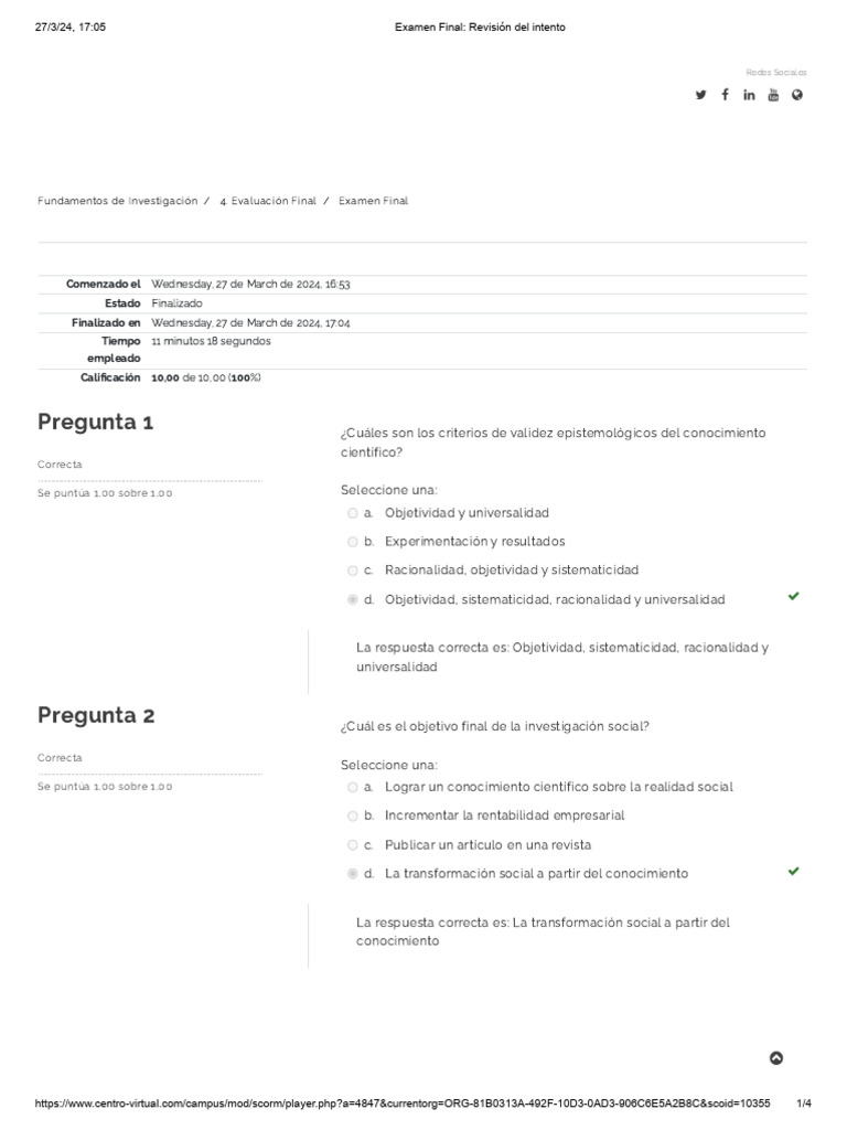 Evalucion Final | PDF | Investigación | Método científico