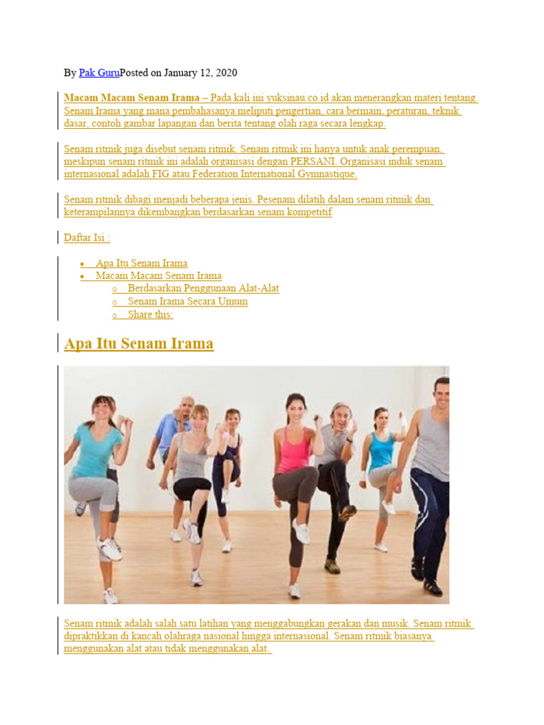 Macam Macam Senam Ritmik | PDF | Gaya Hidup