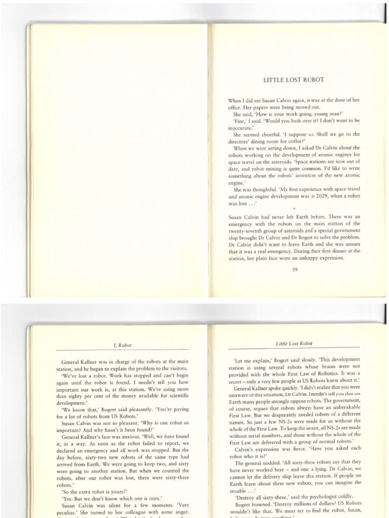 I, Robot 2 - Little Lost Robot - Evidence PDF | PDF