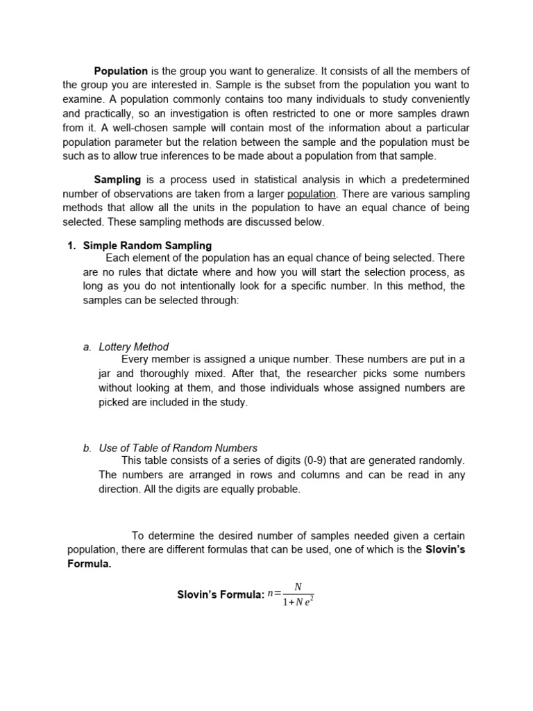 Sampling Method Summary and Activity | PDF | Sampling (Statistics) | Scientific Method