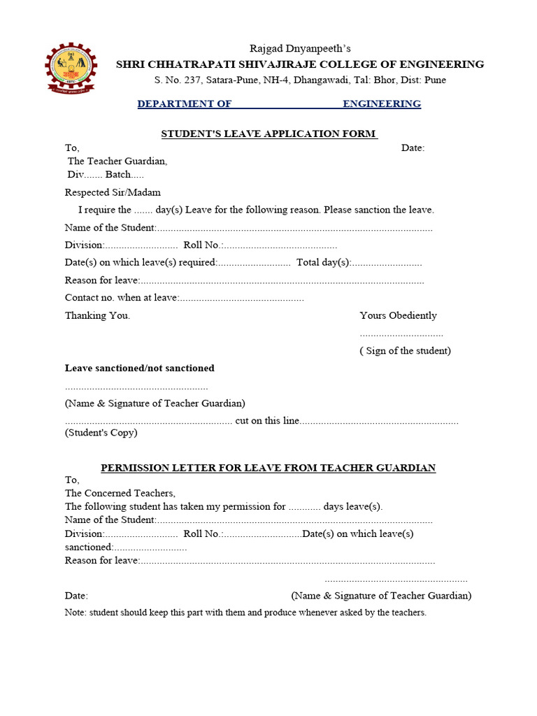Student Leave Application | PDF | Career & Growth | Home & Garden