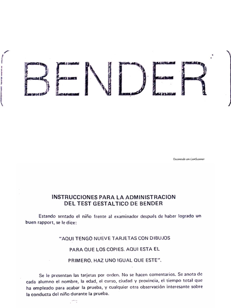 Test Gestaltico Visomotor Bender | PDF