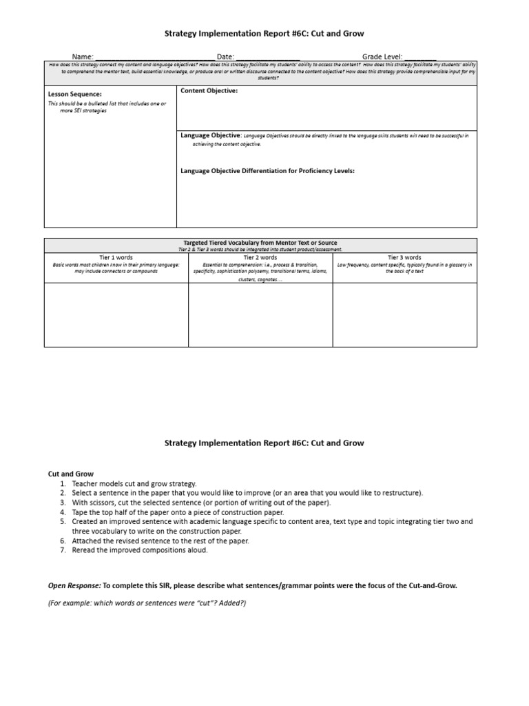 Strategy Implementation Report 6C Cut and Grow | PDF ...