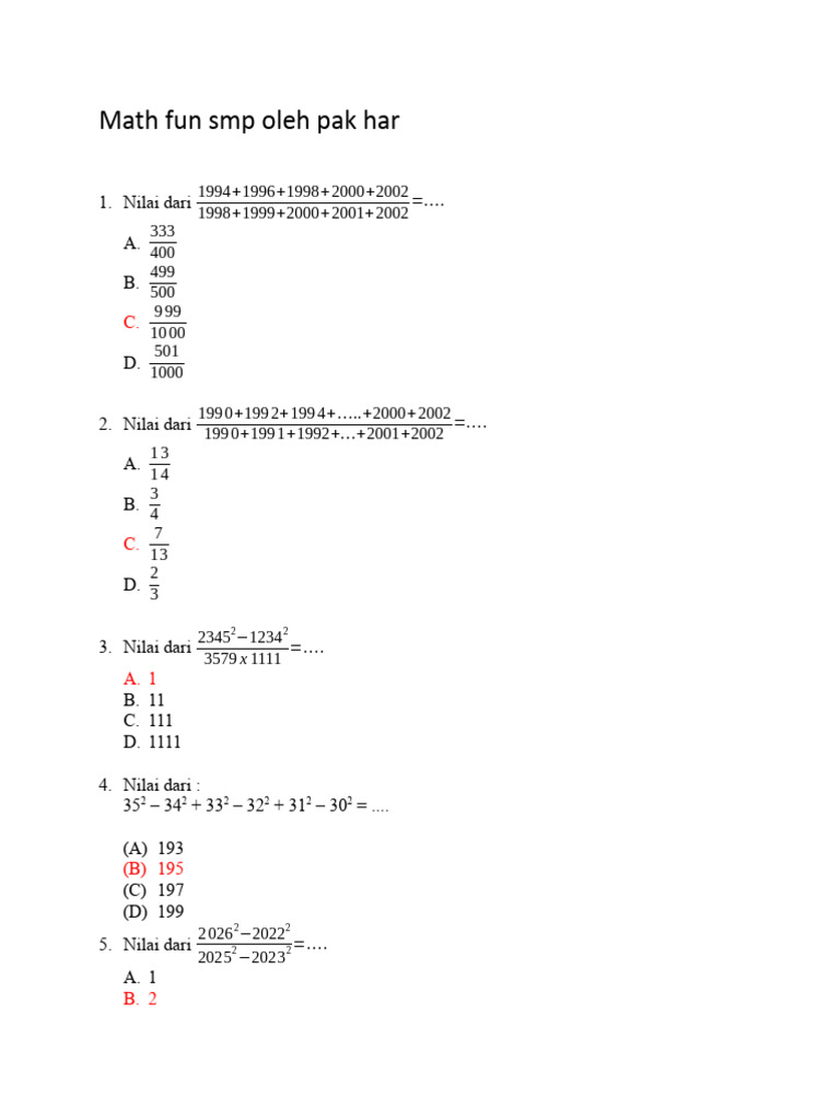 Math Fun smp2024 Pak Har | PDF