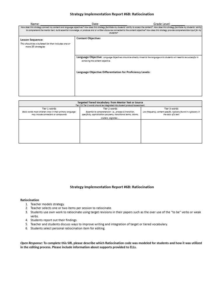 Strategy Implementation Report 6B Ratiocination | PDF | Reading ...
