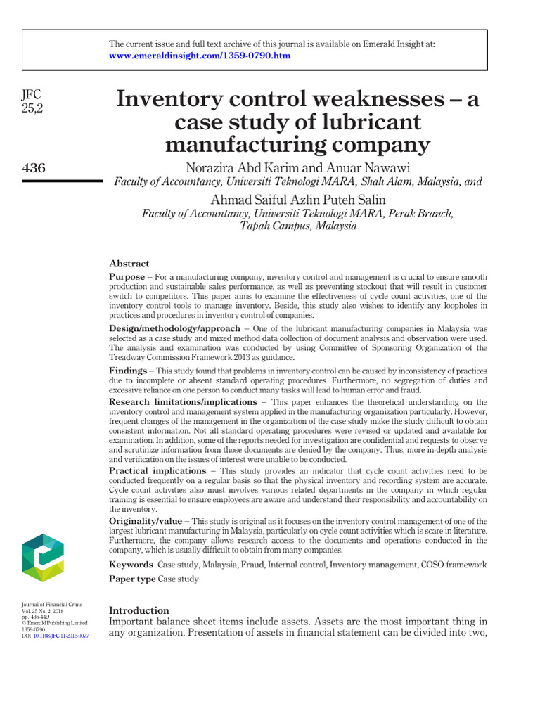 Lubricant Manufacturing Inventory Weaknesses | PDF | Inventory ...