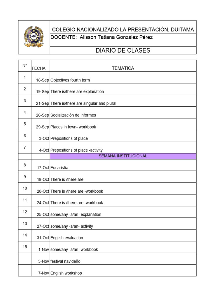 Formato Diario de Clases | PDF | Crecimiento personal y profesional ...