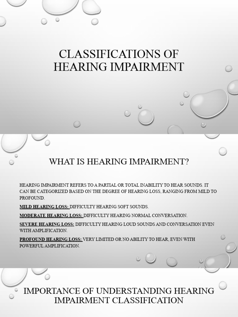 Classification of Hearing Impairment | Download Free PDF | Hearing Loss ...