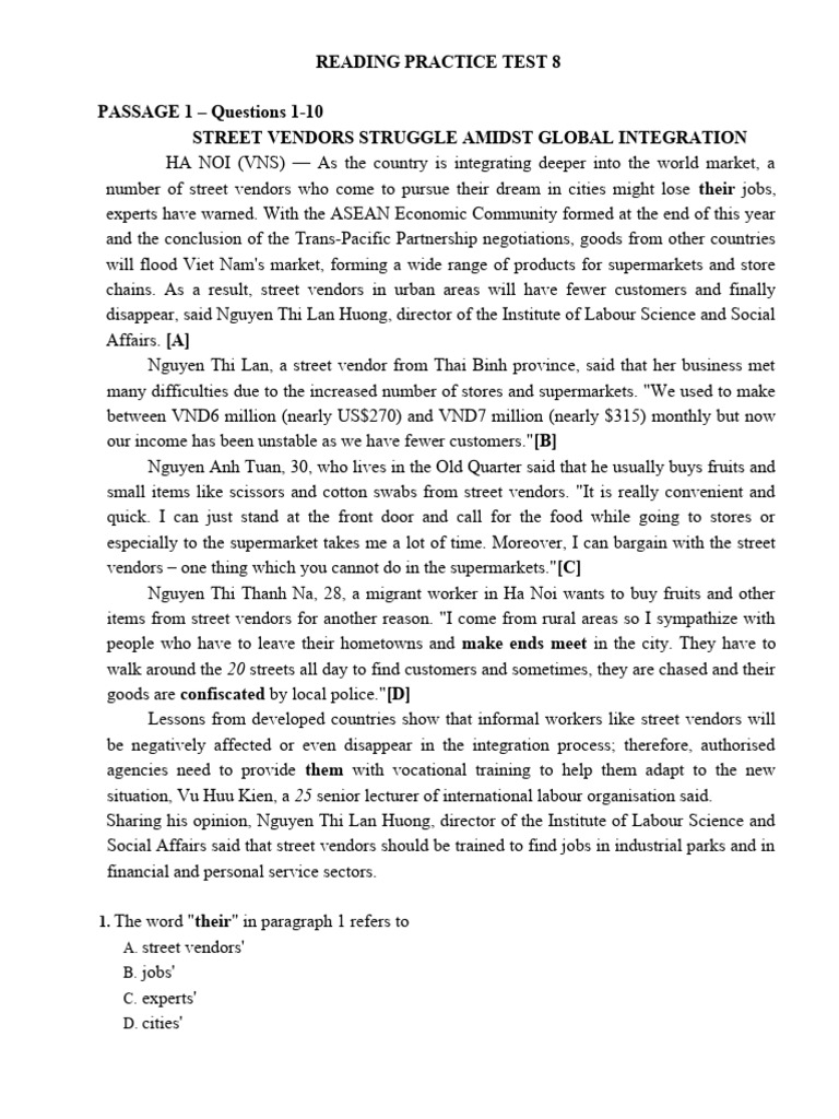 Vstep Reading Practice Test 8 | PDF | Tomato | Sauce