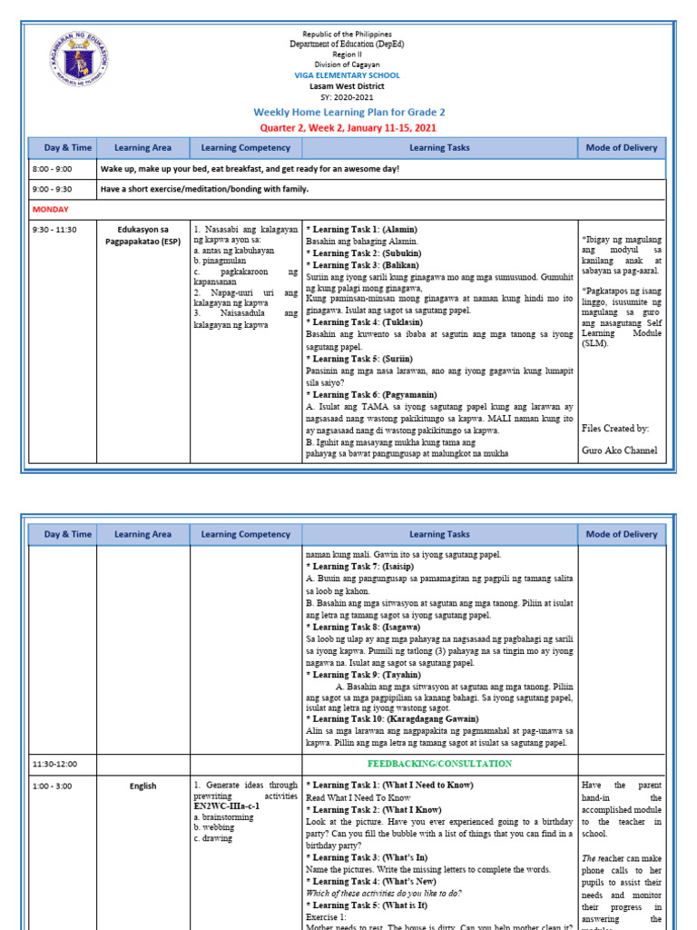 WHLP-GRADE-2-Q2-W2-ALL-SUBJECTS | PDF